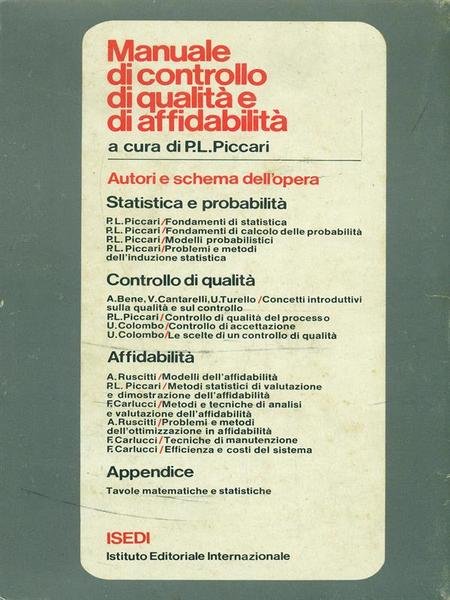 Manuale di controllo di qualita' e di affidabilita' - Libro