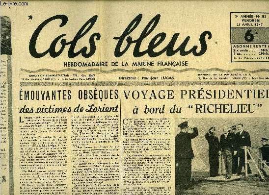 Cols bleus n° 113 - Emouvantes obséques des victimes de Lorient, Le ...