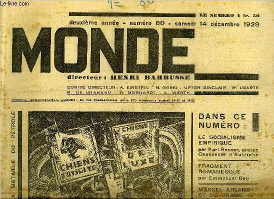 Monde n 80 - Marcel Arland et le drame d'une g n ration par Augustin ...
