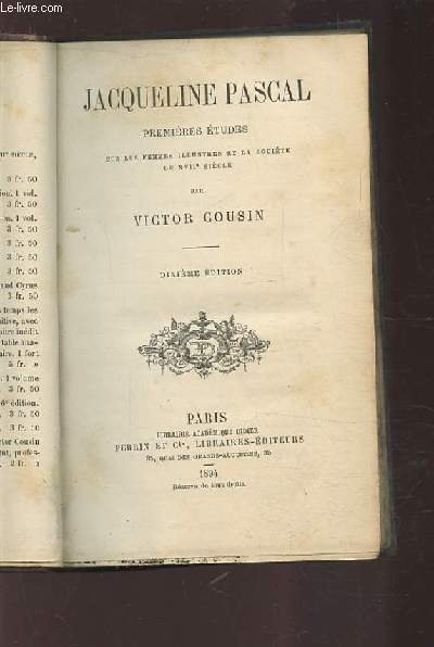 JACQUELINE PASCAL - PREMIERES ETUDES SUR LES FEMMES ILLUSTRES ET LA ...