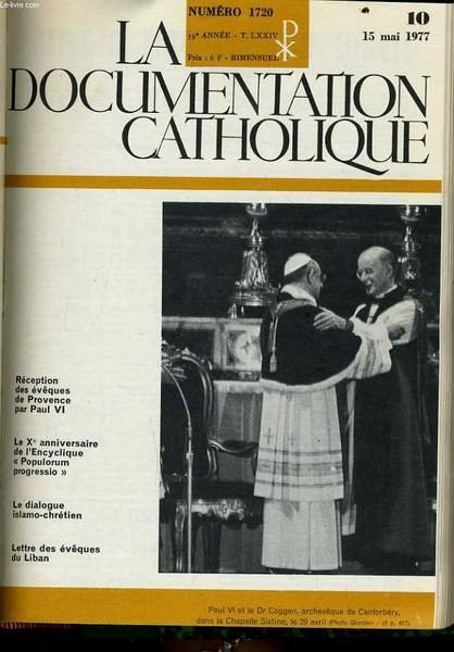 LA DOCUMENTATION CATHOLIQUE n 10 : R ception des v ques de Provence par ...