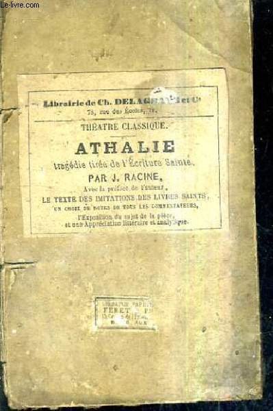 ATHALIE TRAGEDIE TIREE DE L'ECRITURE SAINTE. - Libro