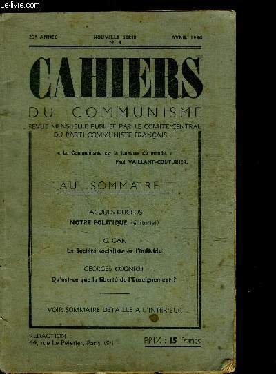 CAHIERS DU COMMUNISME - REVUE MENSUELLE PUBLI2E PAR LE COMITE CENTRAL ...