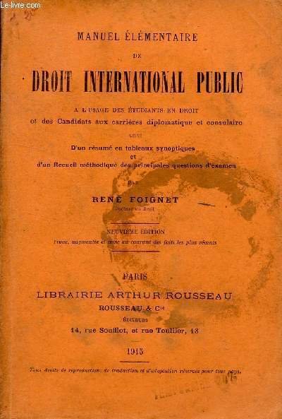 MANUEL ELEMENTAIRE DE DROIT INTERNATIONAL PUBLIC - l'usage des tudiants en droit et des ...