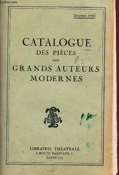 CATALOGUE DES PIECES DES GRANDS AUTEURS MODERNES - OCTOBRE 1960. - Libro
