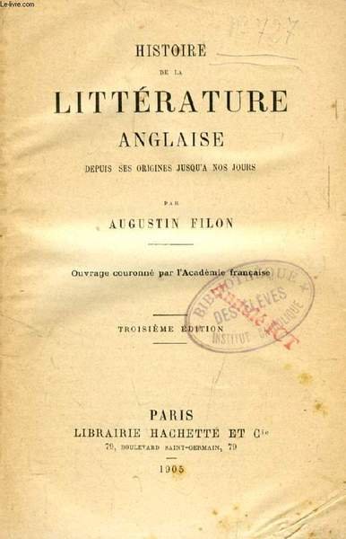 HISTOIRE DE LA LITTERATURE ANGLAISE DEPUIS SES ORIGINES JUSQU'A NOS JOURS - Libro