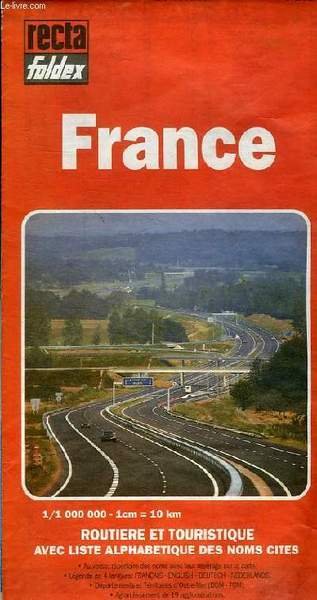 CARTE DE FRANCE ROUTIERE ET TOURISTIQUE AVEC LISTE ALPHABETIQUE DES ...