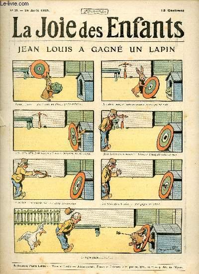 La joie des enfants - n 39 - 24 ao t 1905 - Jean Louis a gagn un lapin ...