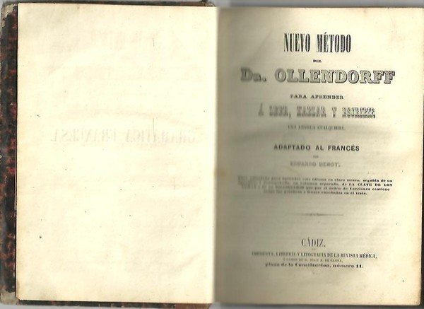 NUEVO METODO DEL DR. OLLENDORFF PARA APRENDER A LEER, HABLAR Y ESCRIBIR UNA LENGUA CUALQUIERA ...