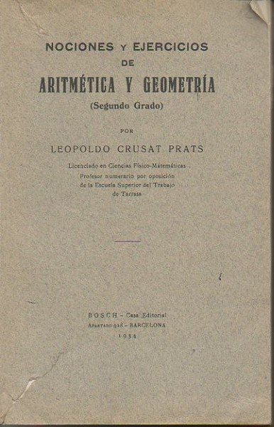 NOCIONES Y EJERCICIOS DE ARITMETICA Y GEOMETRIA. (SEGUNDO GRADO). - Libro