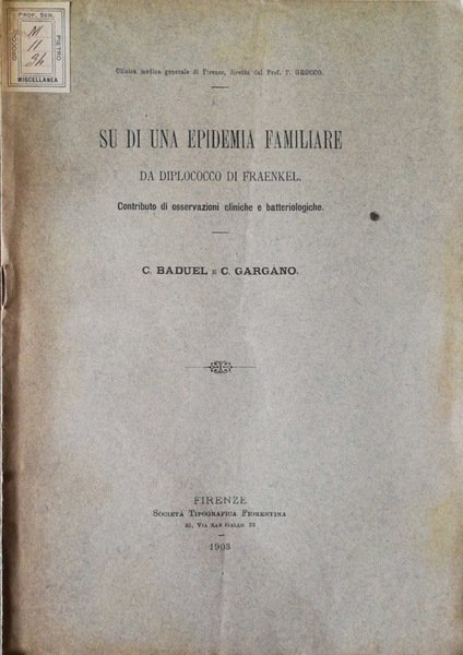 Su di una epidemia familiare da diplococco di Fraenkel - Libro