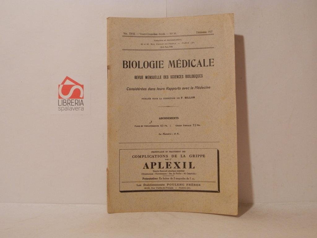 Biologie medicale revue mensuelle des sciences biologiques considerees dans leur rapports avec ...