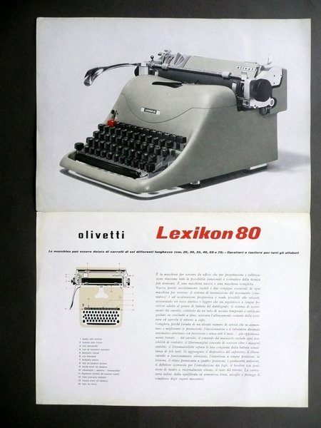 Brossura Olivetti Pubblicità Macchina da Scrivere Lexicon 80 Grafica ...
