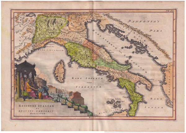 1701, Mappa dell'Italia, incisione su rame dal Cellario - Print