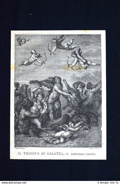 Il trionfo di Galatea, dipinto da Raffaello Sanzio Incisione del 1875 - Stampa