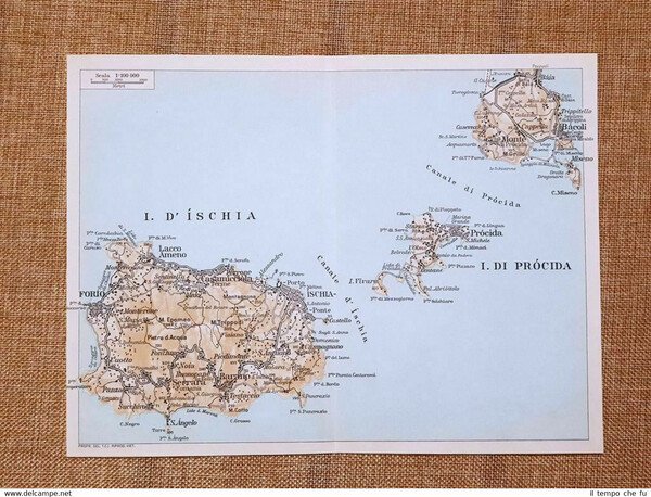 Carta geografica o mappa del 1976 Isola d'Ischia e di Procida Campania ...
