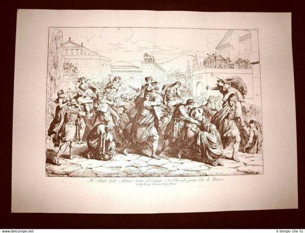Litografia Il ratto delle Sabine Romolo L'Istoria Romana Bartolomeo ...