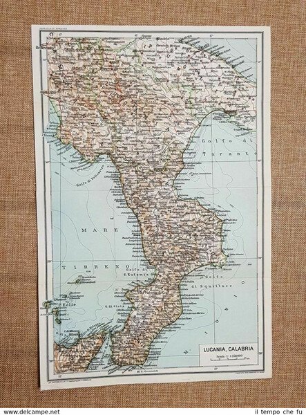 Carta geografica o mappa del 1937 Lucania e Calabria T.C.I. - Stampa