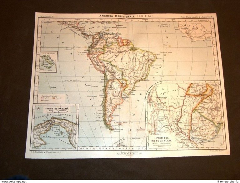 Antica carta geografica o mappa fine '800 Ancient map Sud America ...