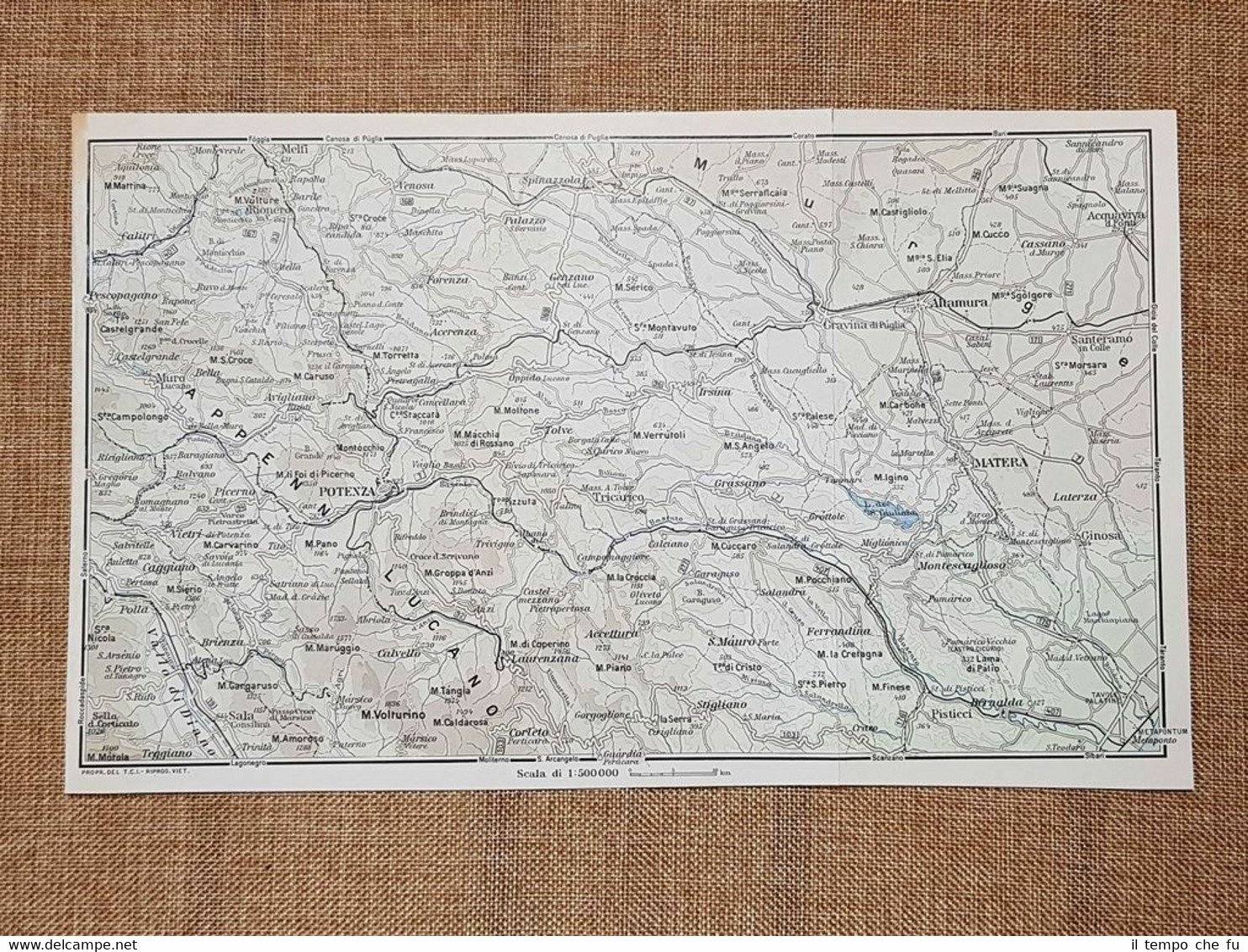 Carta geografica cartina del 1965 Potenza Groppa d'Anzi Altamura ...