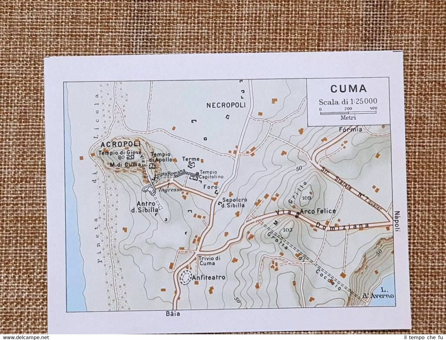 Carta geografica mappa del 1976 Sito archeologico di Cuma Napoli ...