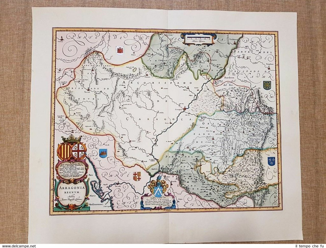 Carta geografica o Mappa Aragon Arragonia Regnum Anno 1621 di J. Blaeu ...