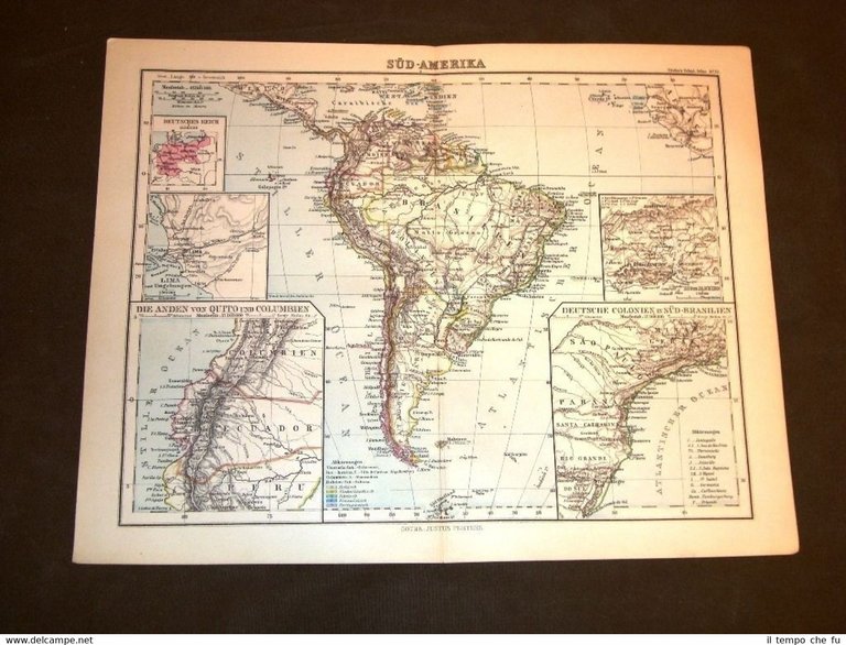 Carta geografica o mappa Berghaus 1882 Ancient map Sud America Colombia ...