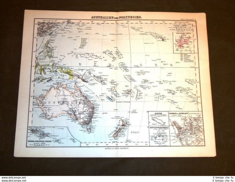 Carta geografica o mappa Berghaus del 1882 Ancient map Australia ...