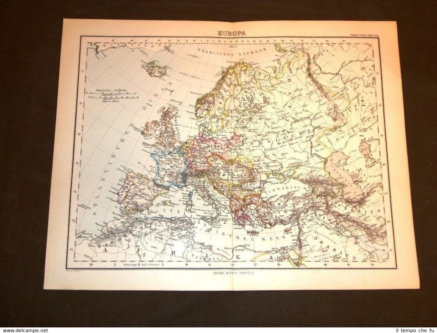 Carta geografica o mappa Berghaus del 1882 Ancient map Europa politica ...