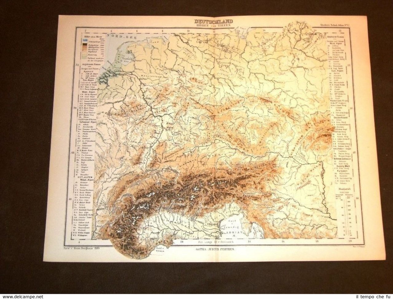 Carta geografica o mappa Berghaus del 1882 Ancient map Germania ...