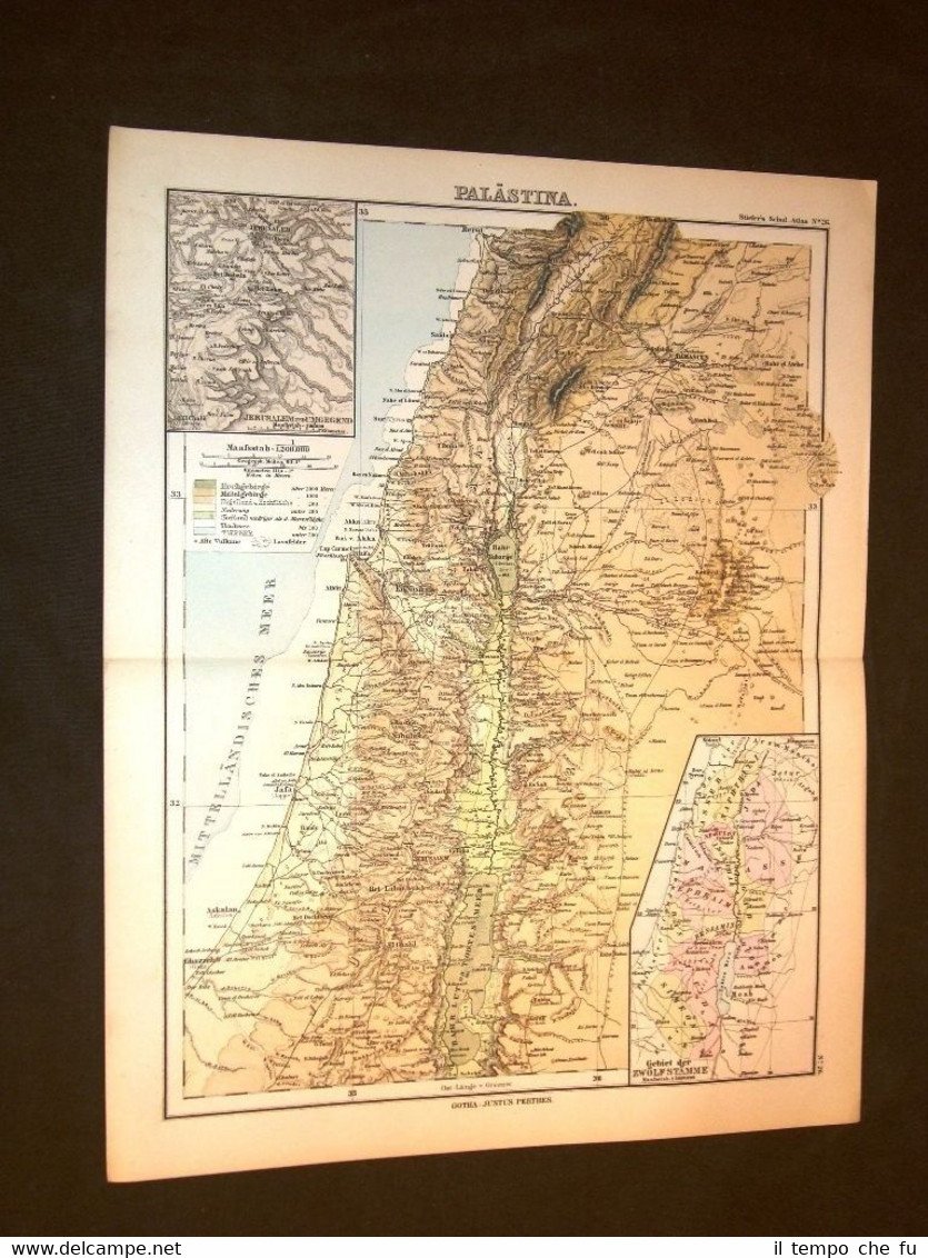 Carta geografica o mappa Berghaus del 1882 Ancient map Palestina e ...