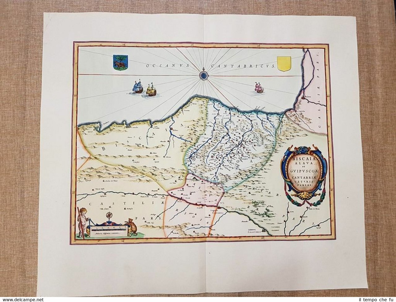 Carta geografica o Mappa Biscaia et Guipuscoa Anno 1662 di Joan Blaeu ...