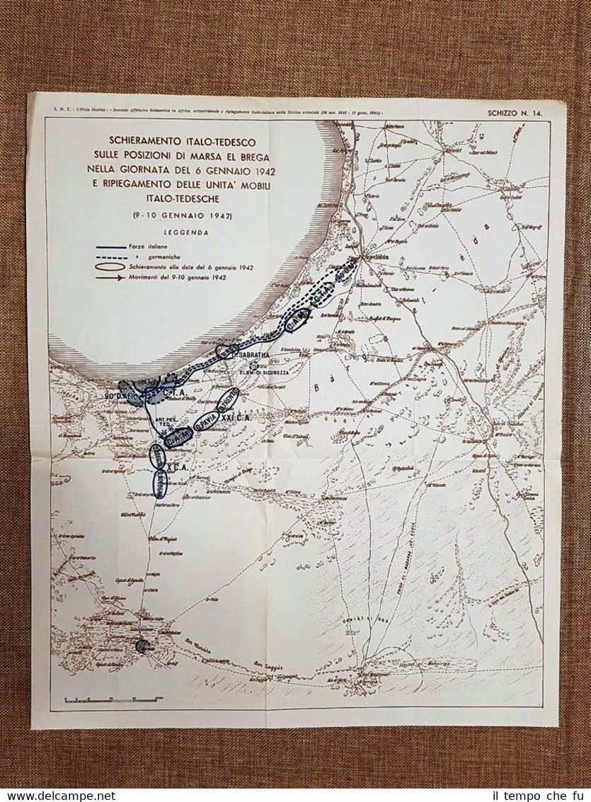 Carta mappa Posizioni di Marsa El Brega gennaio 1942 WW2 Seconda guerra ...