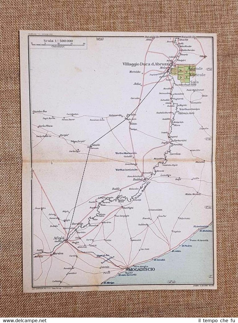 Carta o cartina del 1929 Mogadiscio Villaggio Duca degli Abruzzi ...
