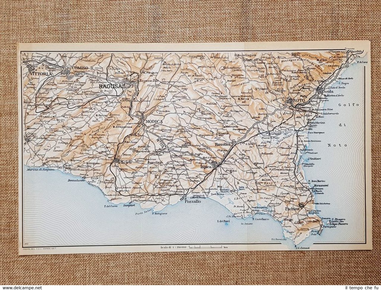 Carta o cartina del 1953 Golfo di Noto Ragusa Pozzallo Porto Palo ...