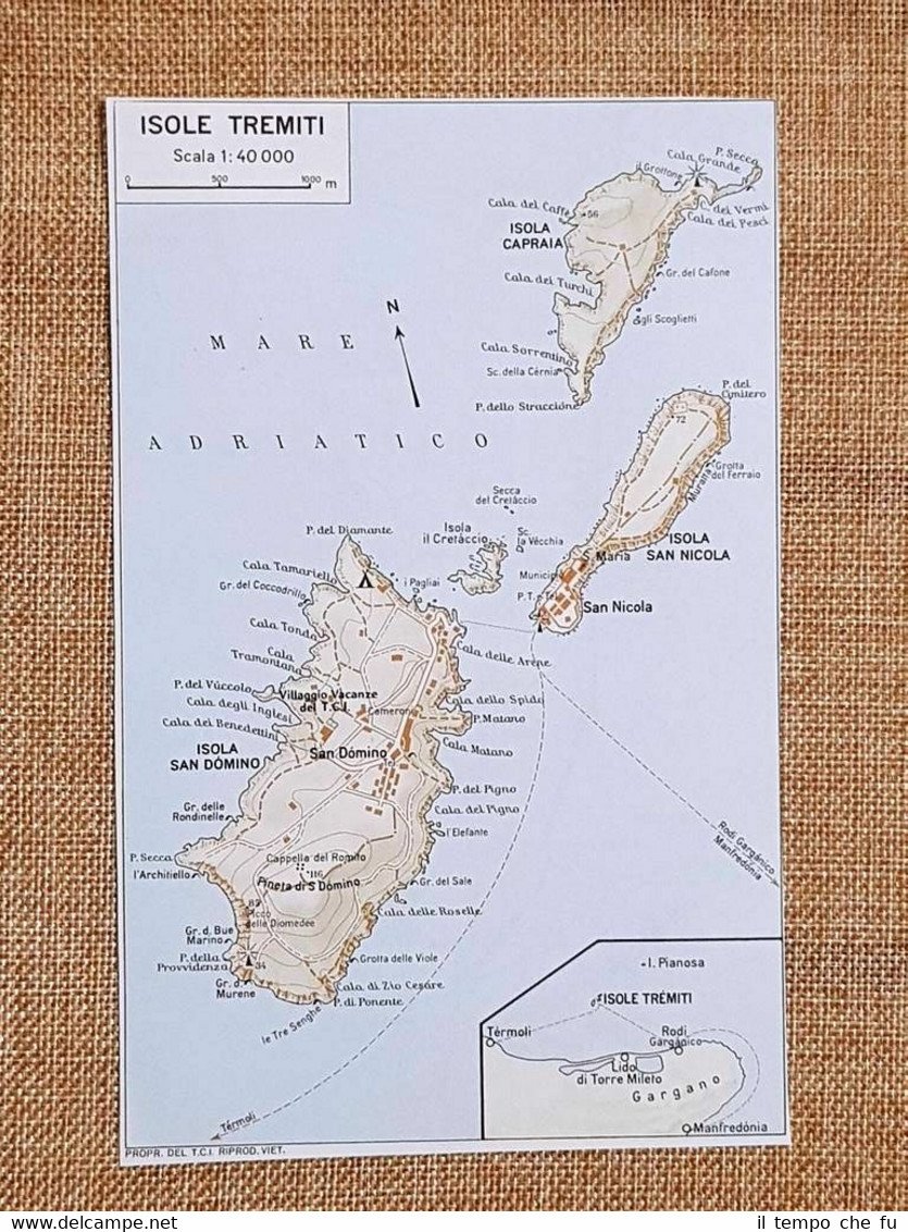 Carta o cartina del 1978 Isole Tremiti Foggia Puglia T.C.I. - Stampa