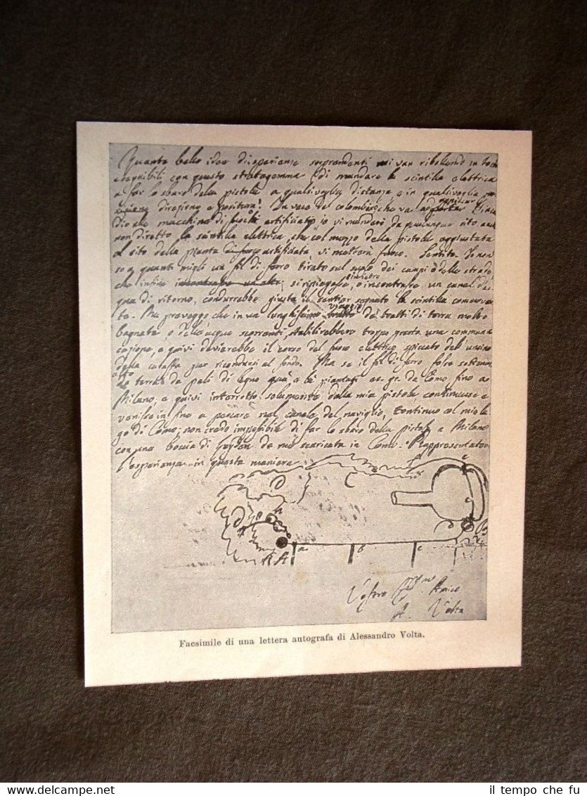 Fac simile di lettera di Alessandro Volta e lettera dell'Abate Nollet a ...