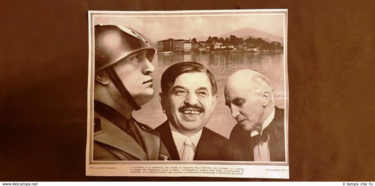 Il Duce Benito Mussolini, Laval e Simon Stampa del 1935 - Stampa