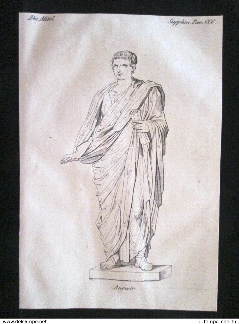 Imperatore di Roma Augusto Incisione all'acquaforte del 1820 Mitologia ...