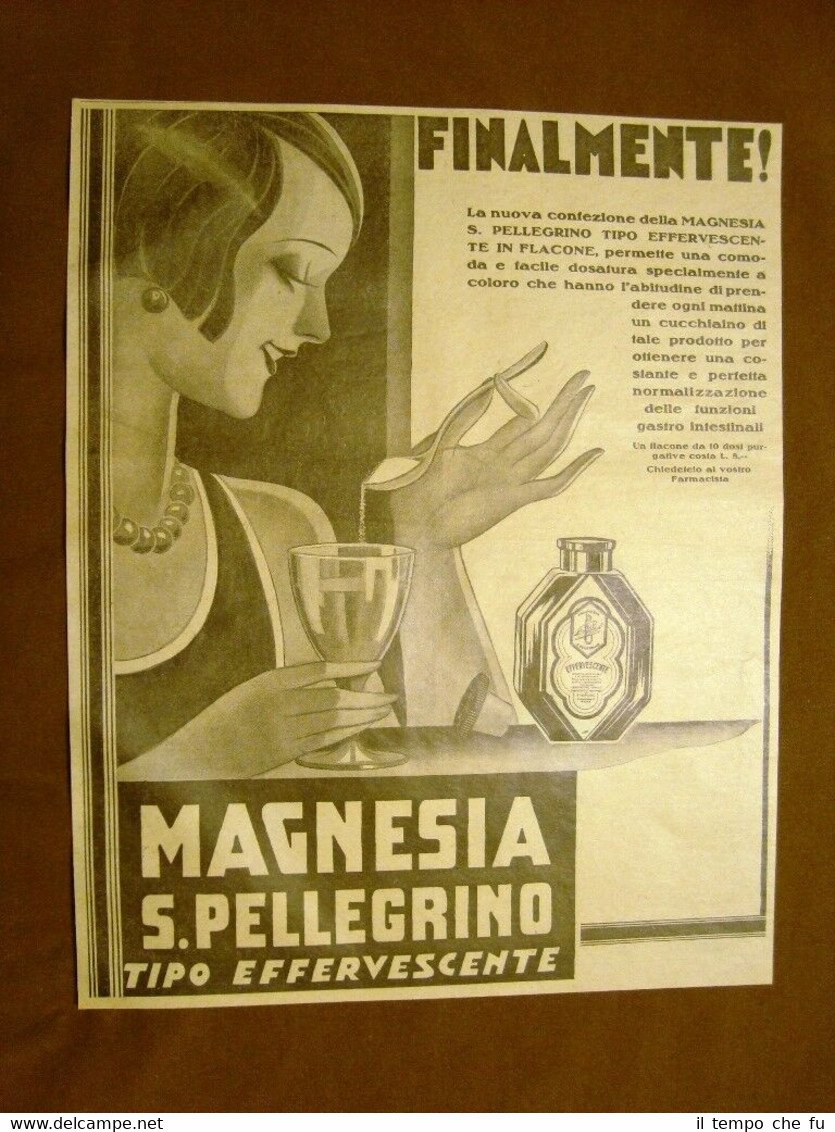 Pubblicità primi anni del 900 Magnesia San Pellegrino Ora in flacone ...