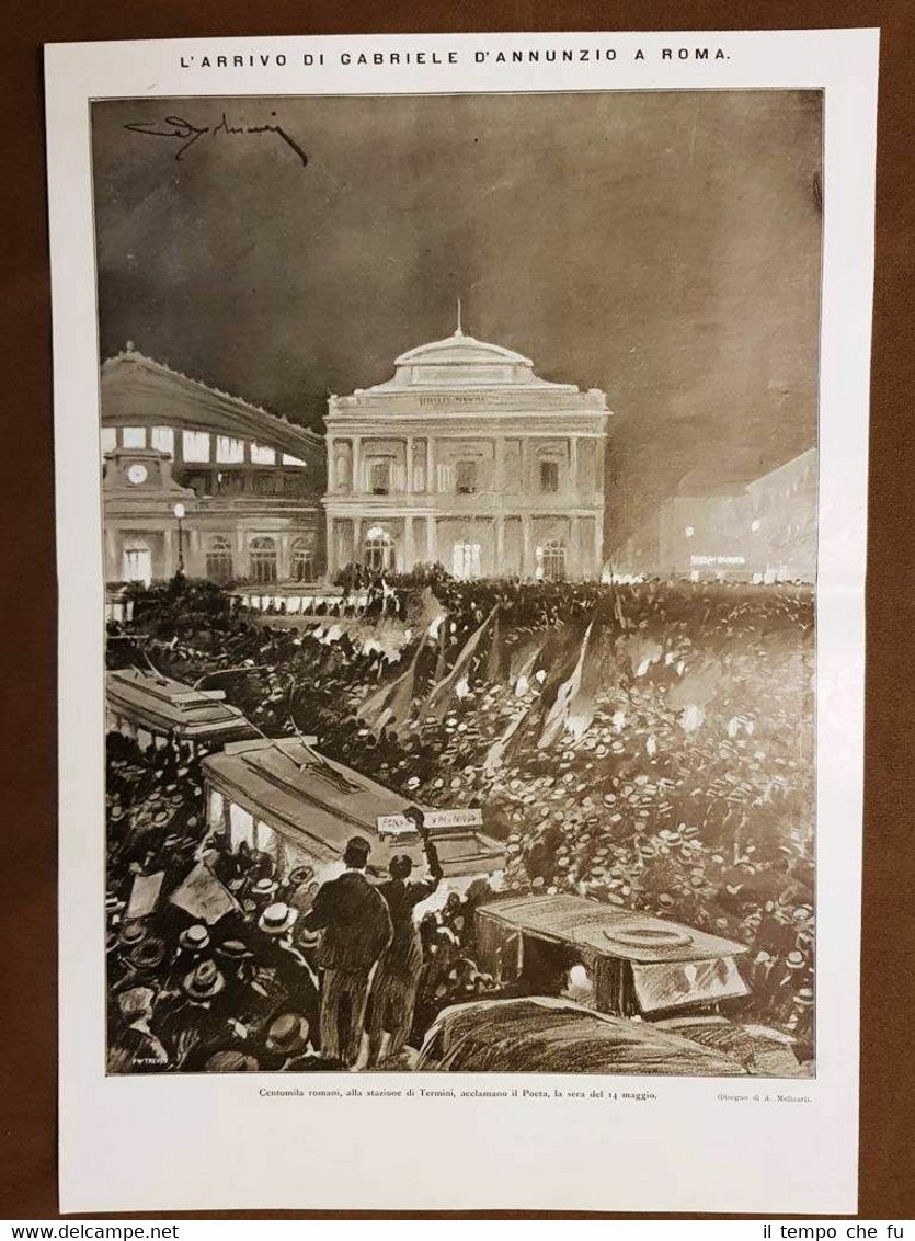 Roma 1915 Arrivo Gabriele D'Annunzio Stazione Termini WW1 Prima guerra ...
