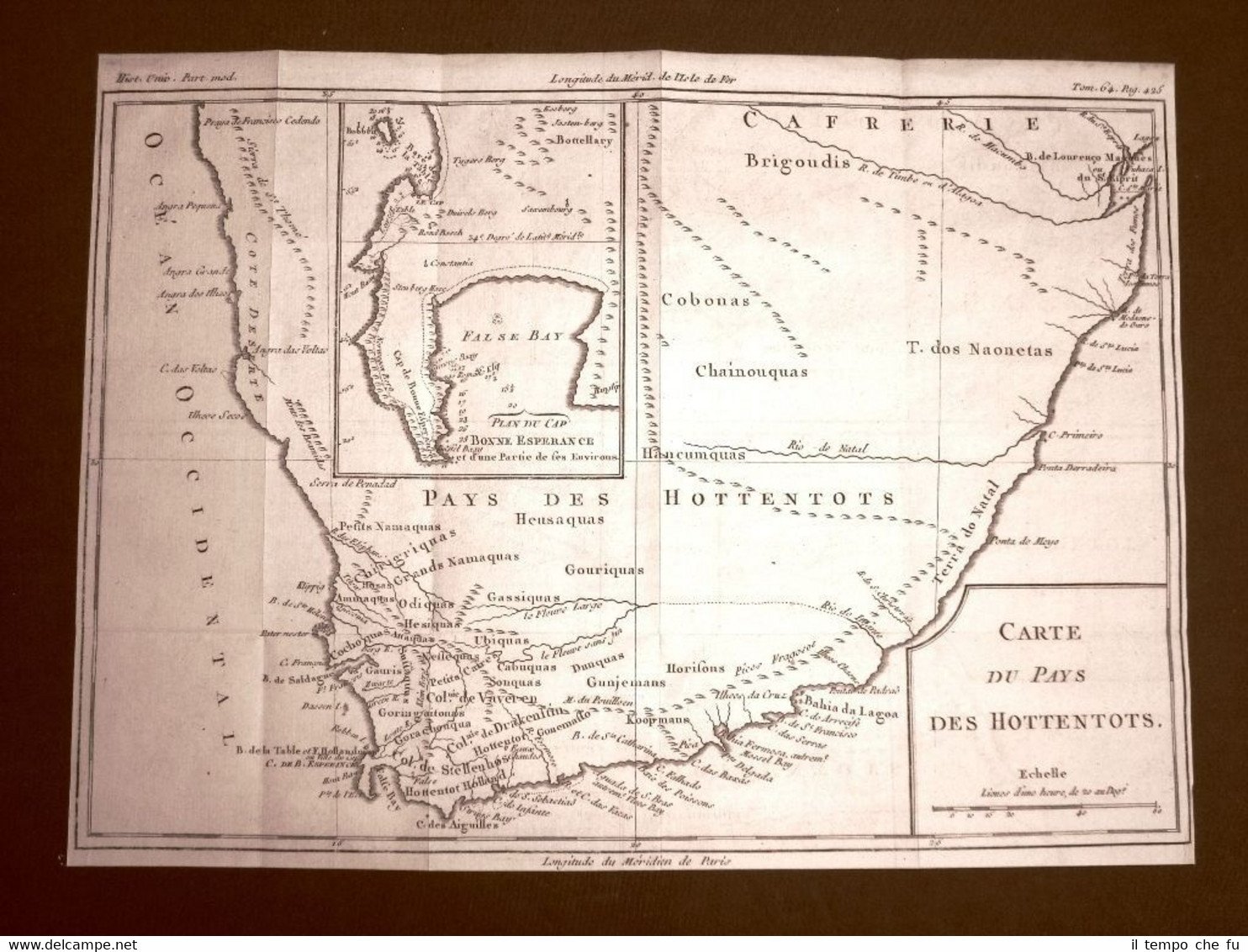 Sudafrica False Bay Acquaforte del 1779 Mappa Louis Brion de la Tour ...