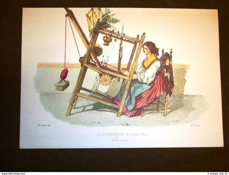 Tessitrice nastri Sorrento Usi costumi Napoli Francesco de Bourcard ...