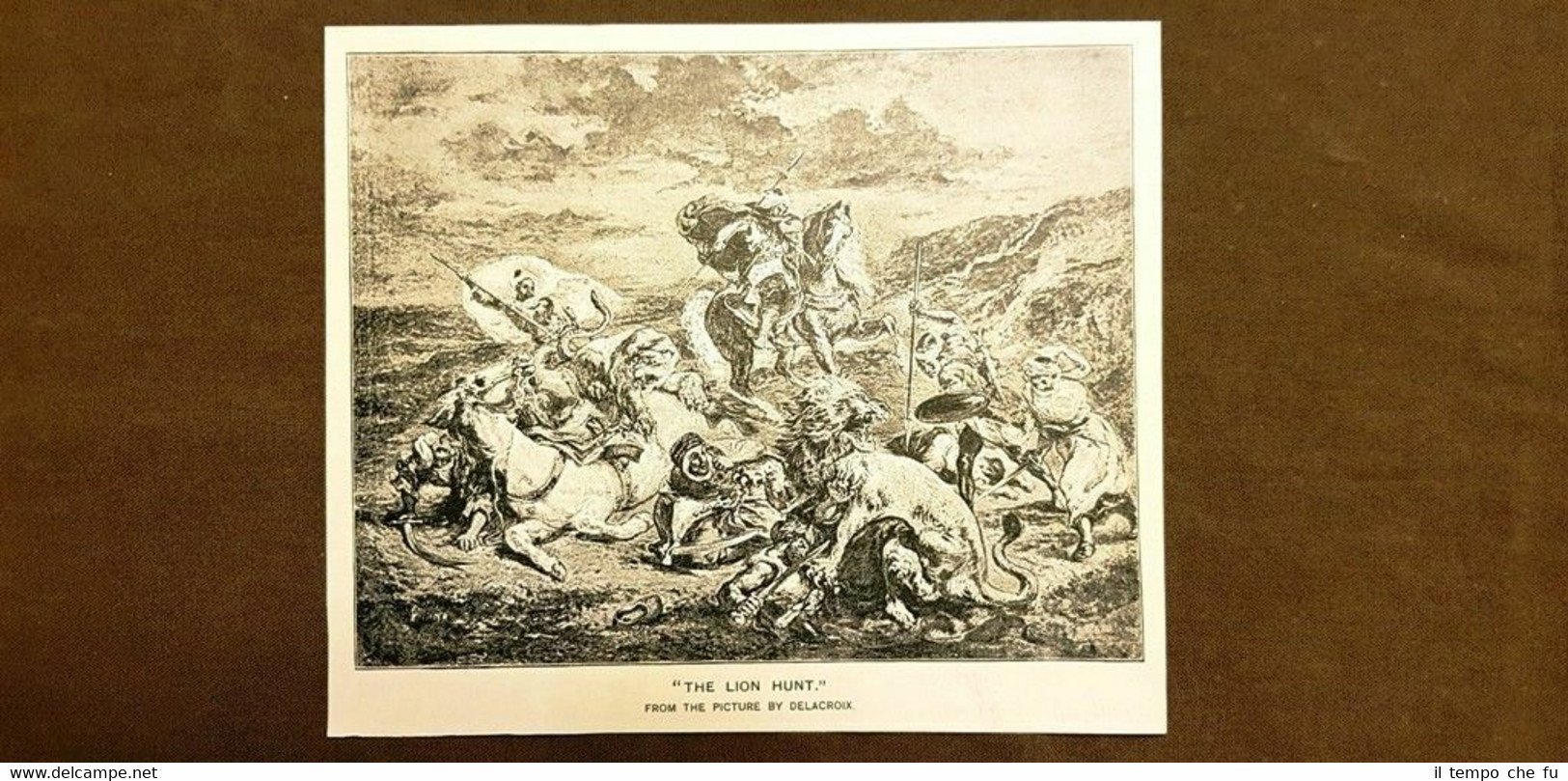The lion hunt o La caccia al leone Quadro di Eugene Delacroix Stampa ...