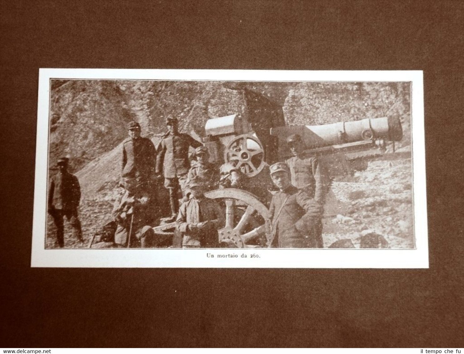 WW1 Prima guerra mondiale 1914-1918 Artiglieria Italiana Mortaio da 260 - Stampa