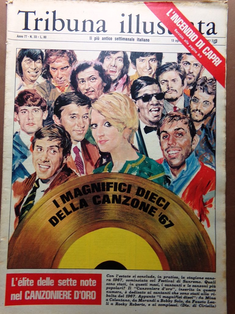 La Tribuna Illustrata 13 Agosto 1967 Palio di Siena Incendio Capri ...