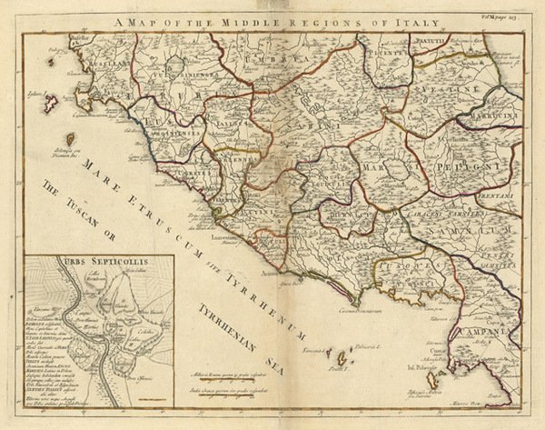 A Map of Middle Regions of Italy - Print