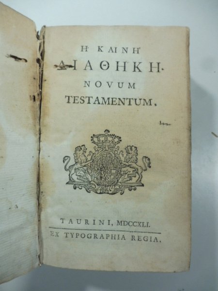 E KAINE DIATHEKE. NOVUM TESTAMENTUM. - Libro