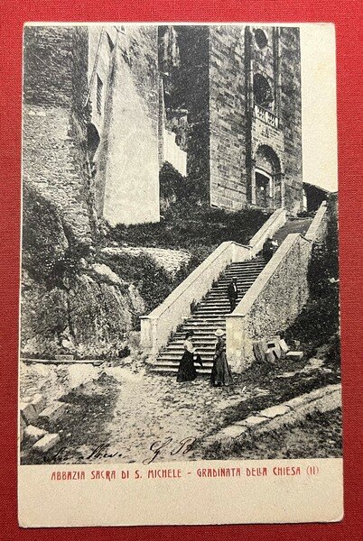 Cartolina - Abbazia Sacra di S. Michele - Gradinata della Chiesa - 1903 ...