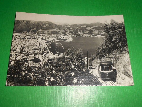 Cartolina Como - Panorama e funicolare per Brunate 1945 - Cartolina